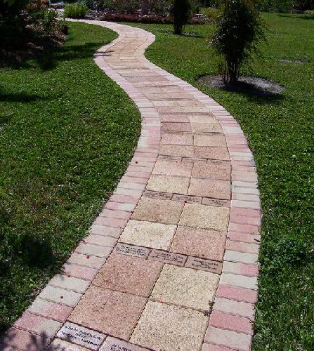 Narrow engraved brick walkway : Bricks R Us