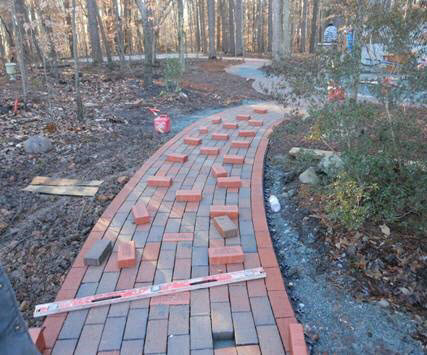Multi colored Engraved red brick walkway : Bricks R Us